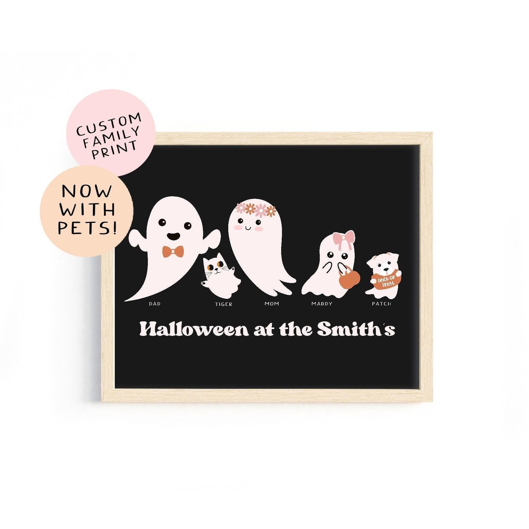 Custom Halloween Ghost Family Portrait With Pets (digital Download) - Etsy