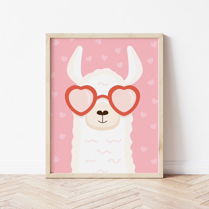 Valentine Llama Printable Valentine's Day Decor | Etsy