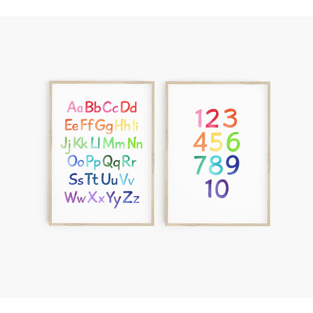 Alphabet and Numbers Print Set - Instant Download, Set of 2 ABC ...