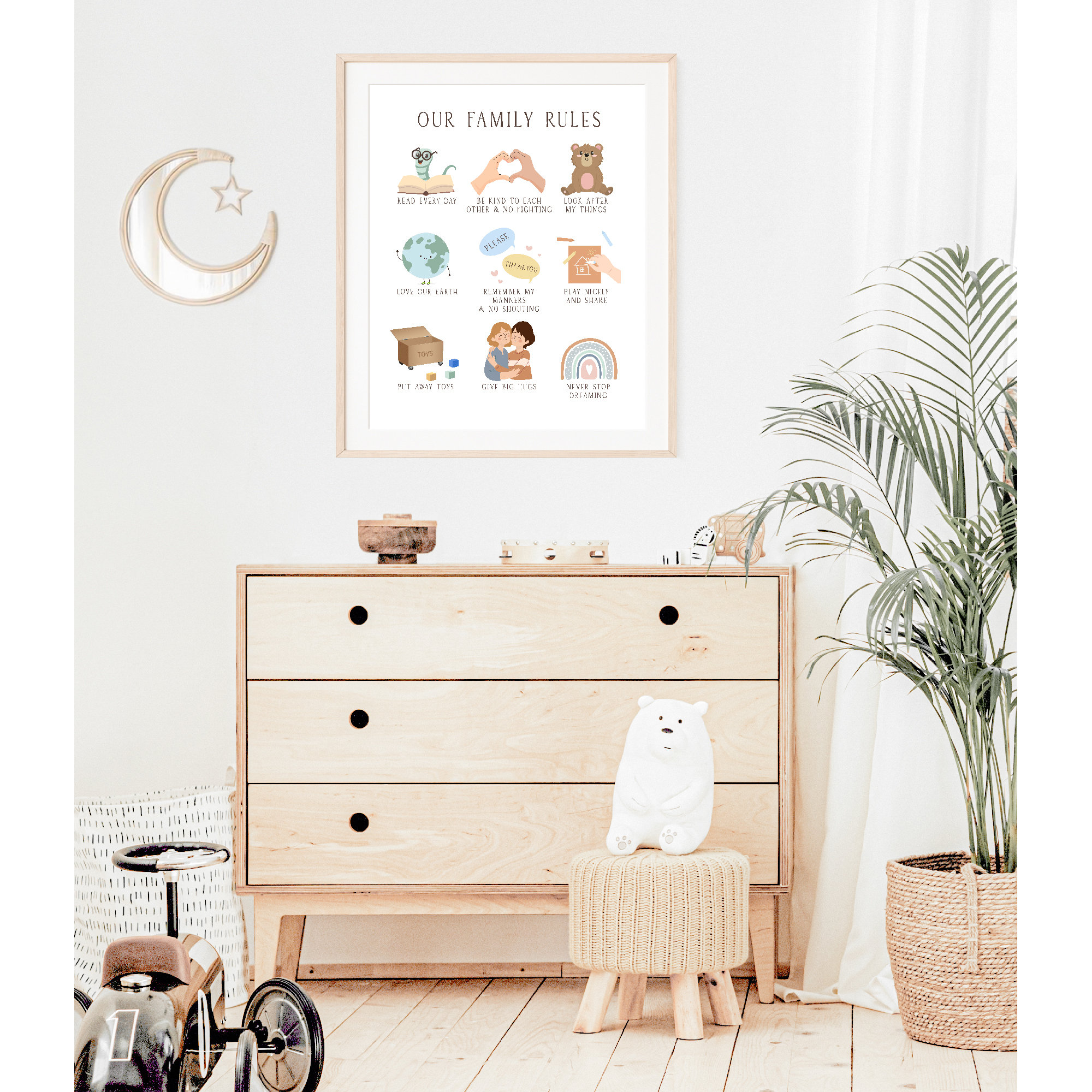 Kid Behaviour Poster, Family Rules Printable, Strategies Chart ...