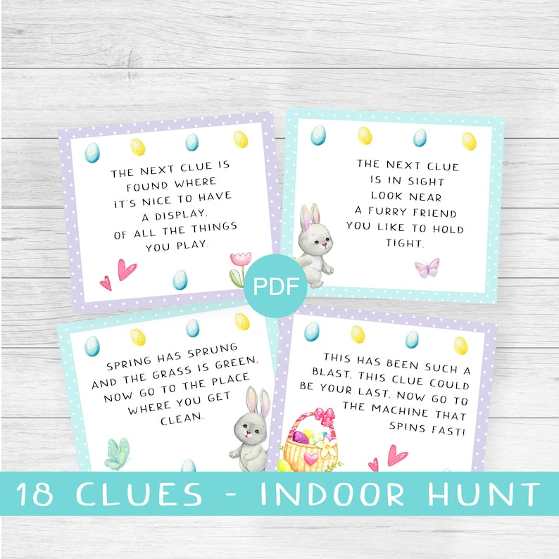 Easter Scavenger Hunt, Rhyming Clues, Kids Easter Game (digital ...