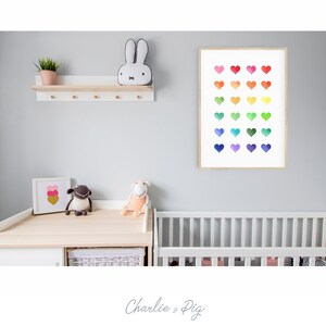 Rainbow Hearts Print - Watercolor Rainbow Hearts Print, Printable Wall ...