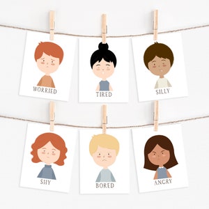 Emotions Flashcards, Feelings Flash Cards Printable, Montessori, Decor ...