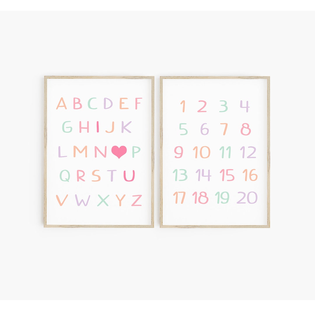 I Love You Alphabet and Numbers Print Set - Girls Alphabet and Numbers ...