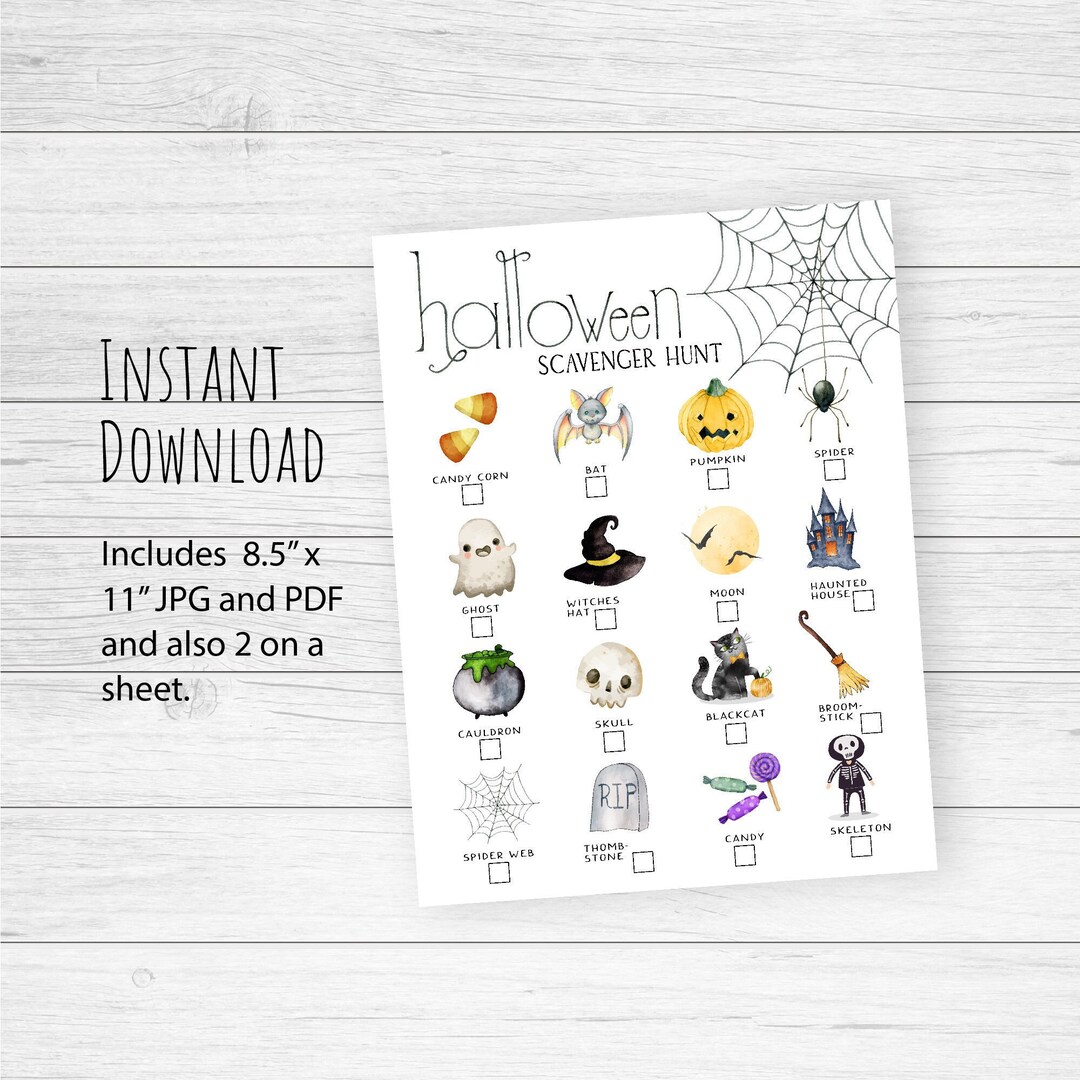 Halloween Scavenger Hunt, Halloween Printable, Kids Halloween Game ...