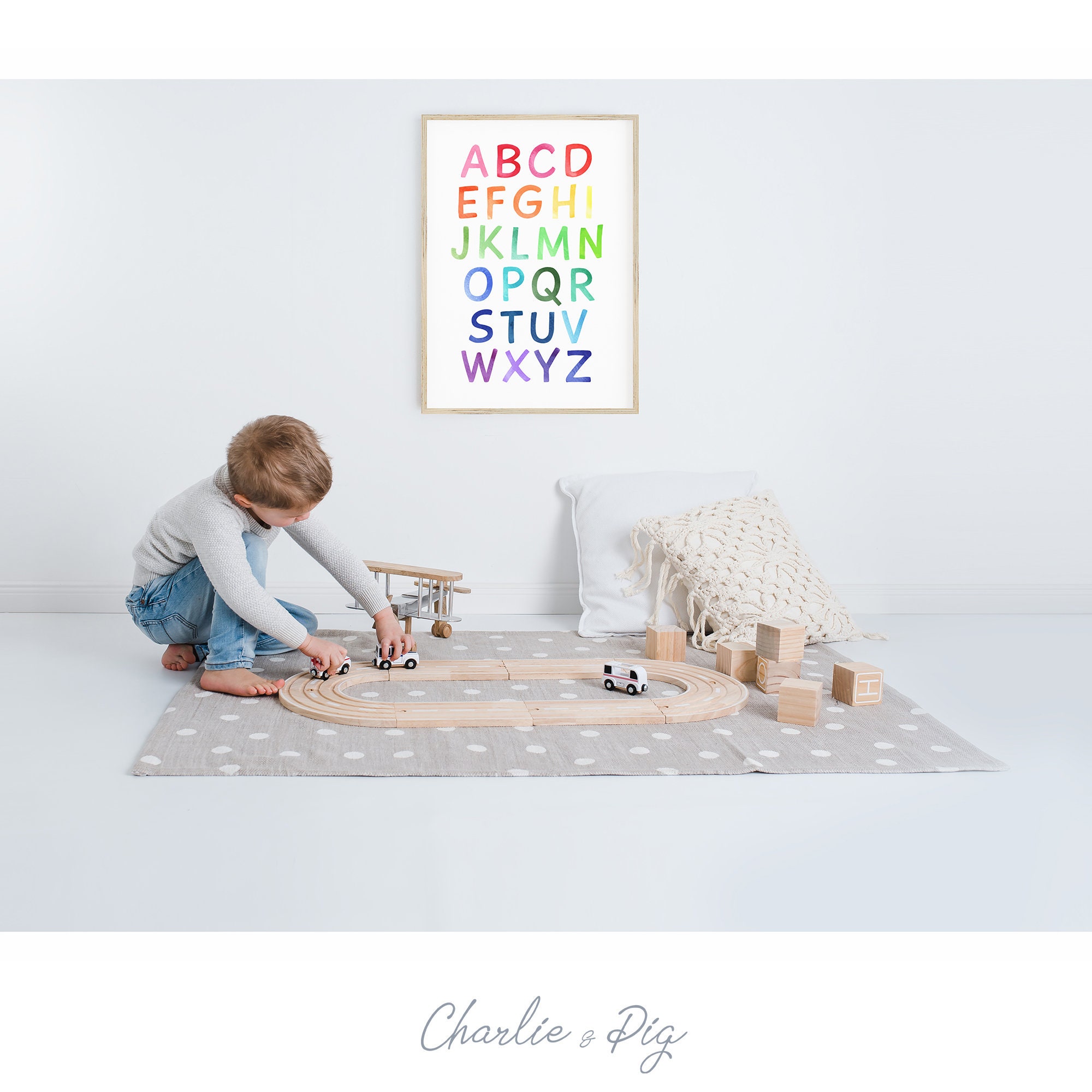 Rainbow Alphabet Wall Art Instant Download Alphabet Poster - Etsy