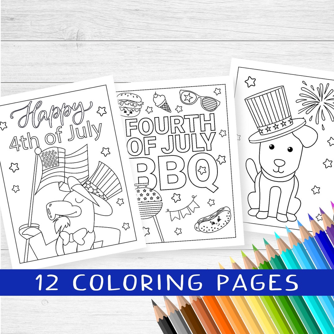 Fourth of July Coloring Pages, 12 Printable Pages, Patriotic Coloring ...