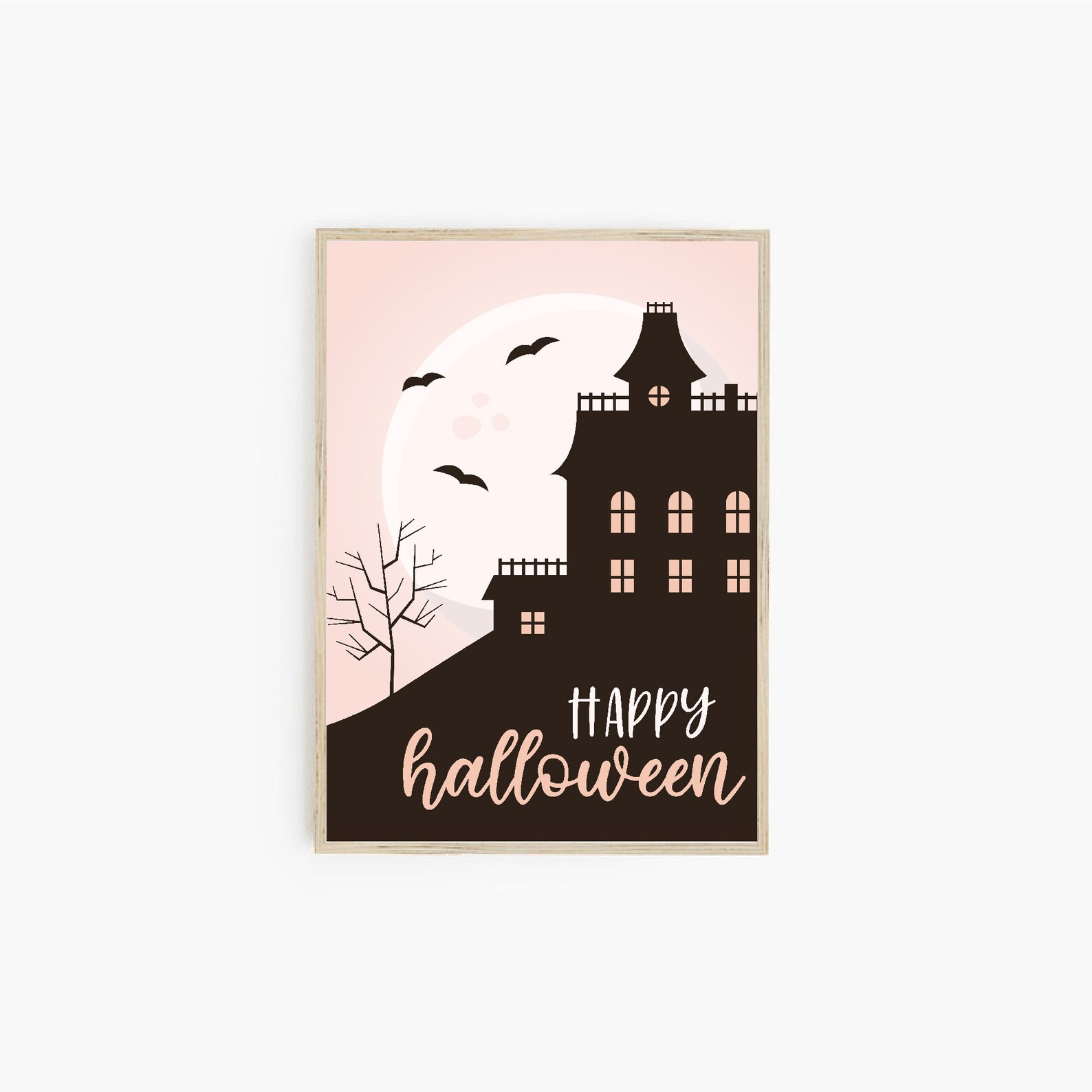 Happy Halloween Printable Pink Halloween Wall Art Halloween - Etsy
