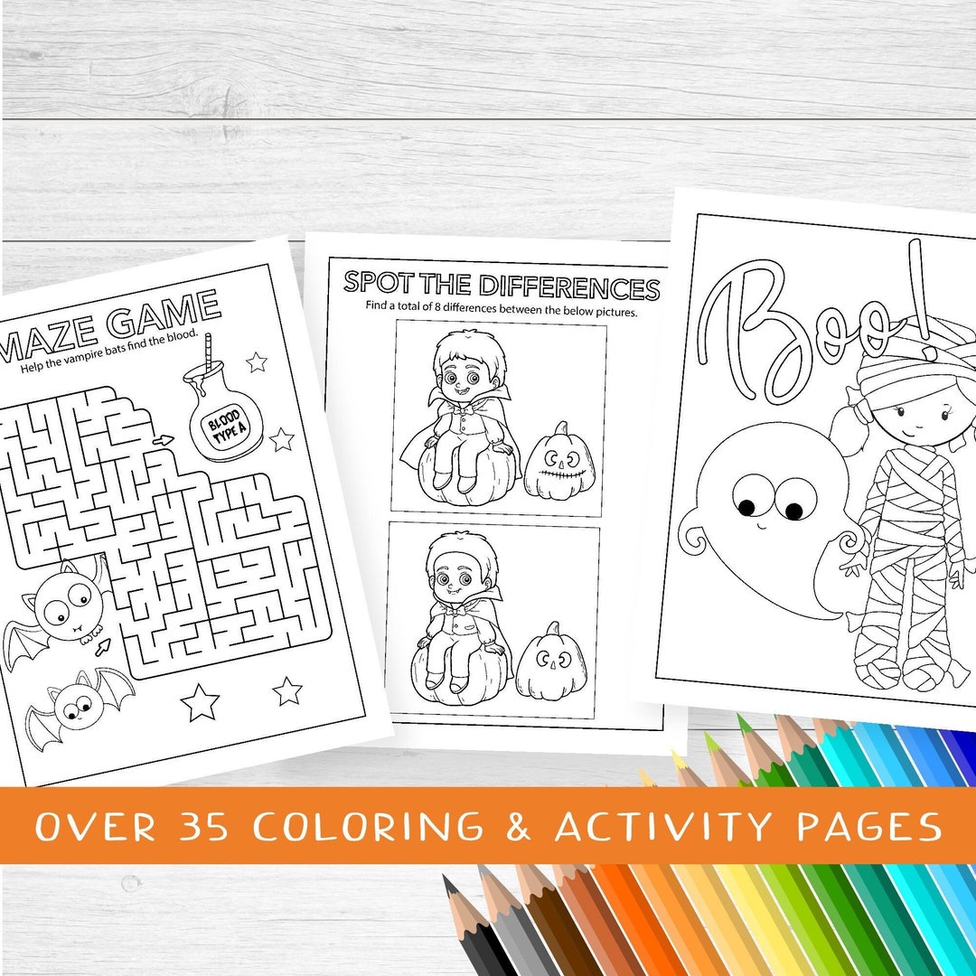 Halloween Coloring Pages, Kids Activity Pack, Mazes, Word Search ...