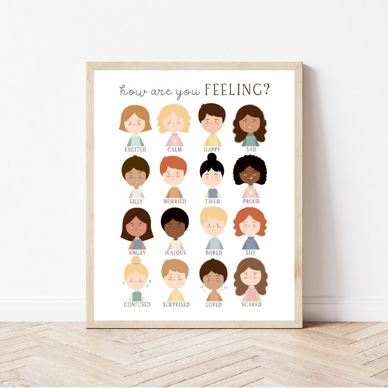 Feelings Chart Emotions Print Printable Wall Art Montessori | Etsy