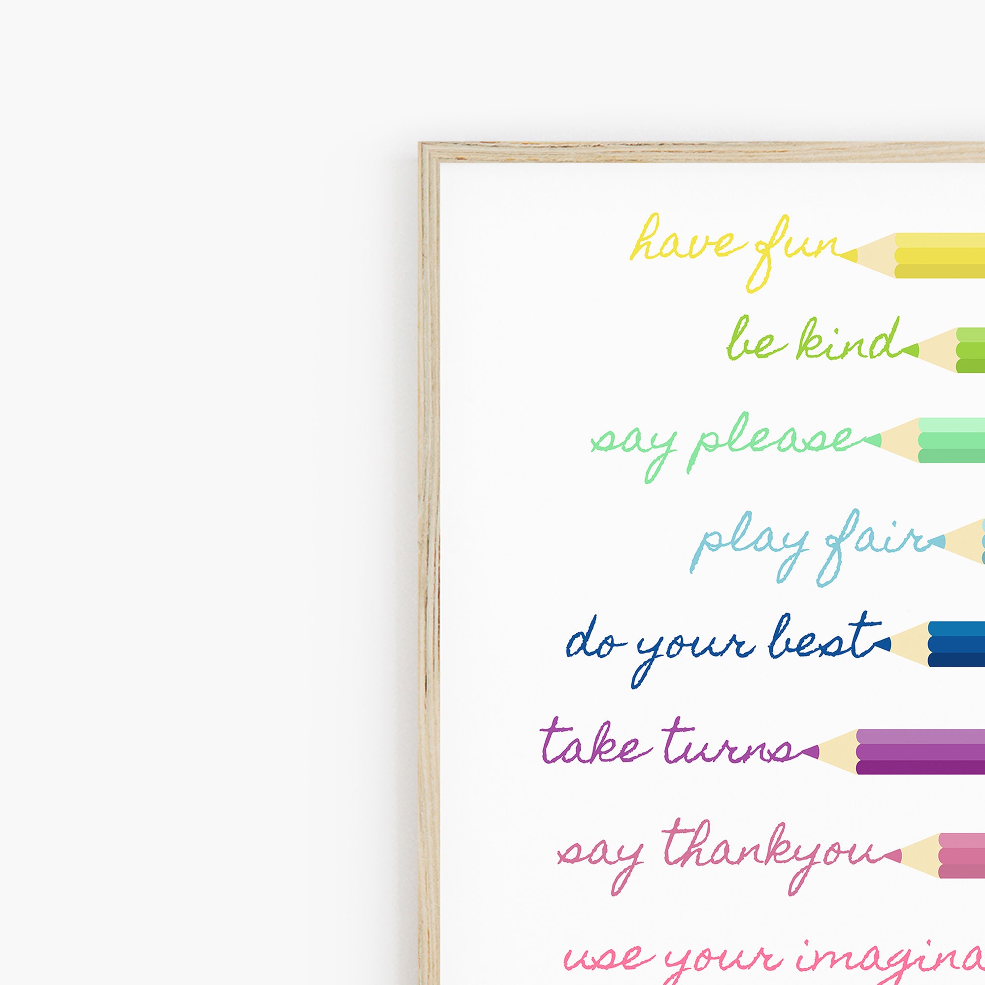 Classroom Rules Poster – Rainbow Colored Pencil Art (digital Download ...