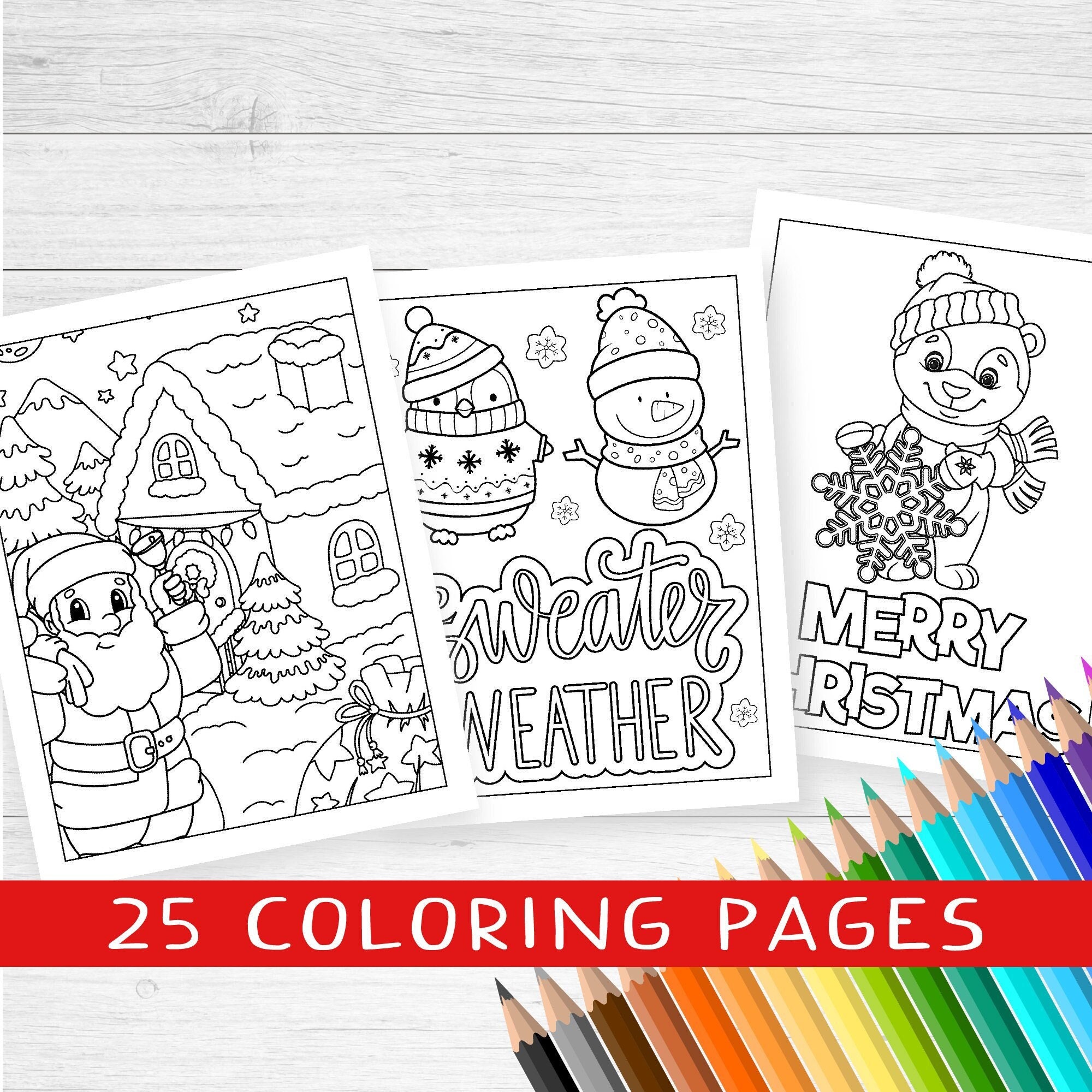 Christmas Coloring Pages, Kids Activity, Classroom Printable (PDF) - Etsy