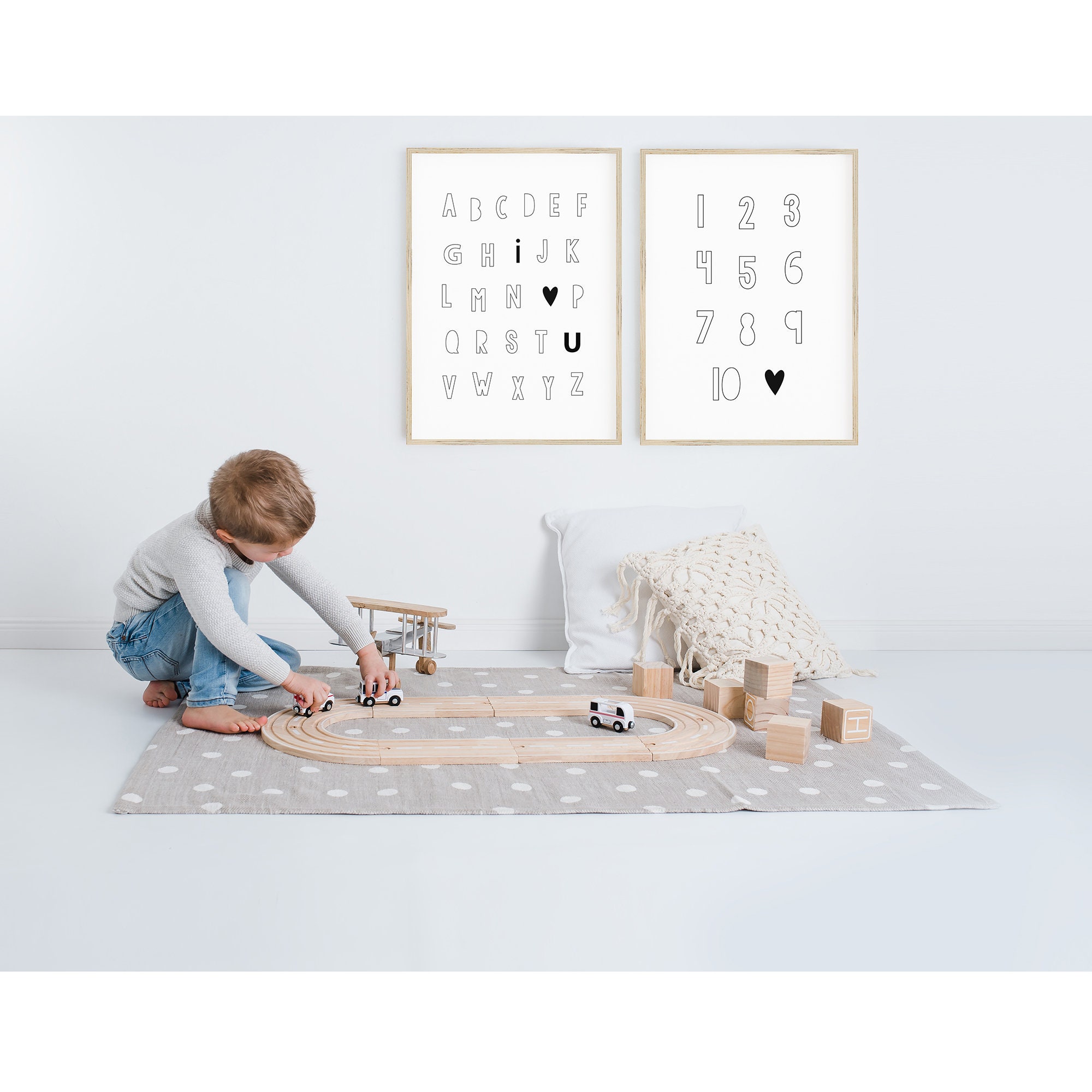 Monochrome Alphabet and Numbers Print Set Instant Download - Etsy