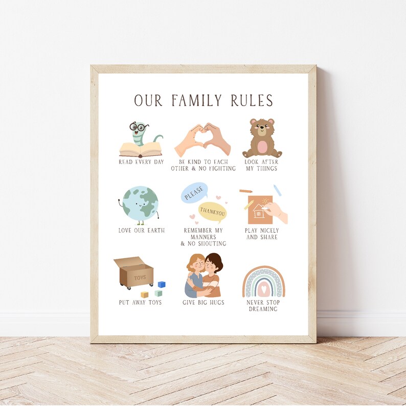 Kid Behaviour Poster, Family Rules Printable, Strategies Chart ...