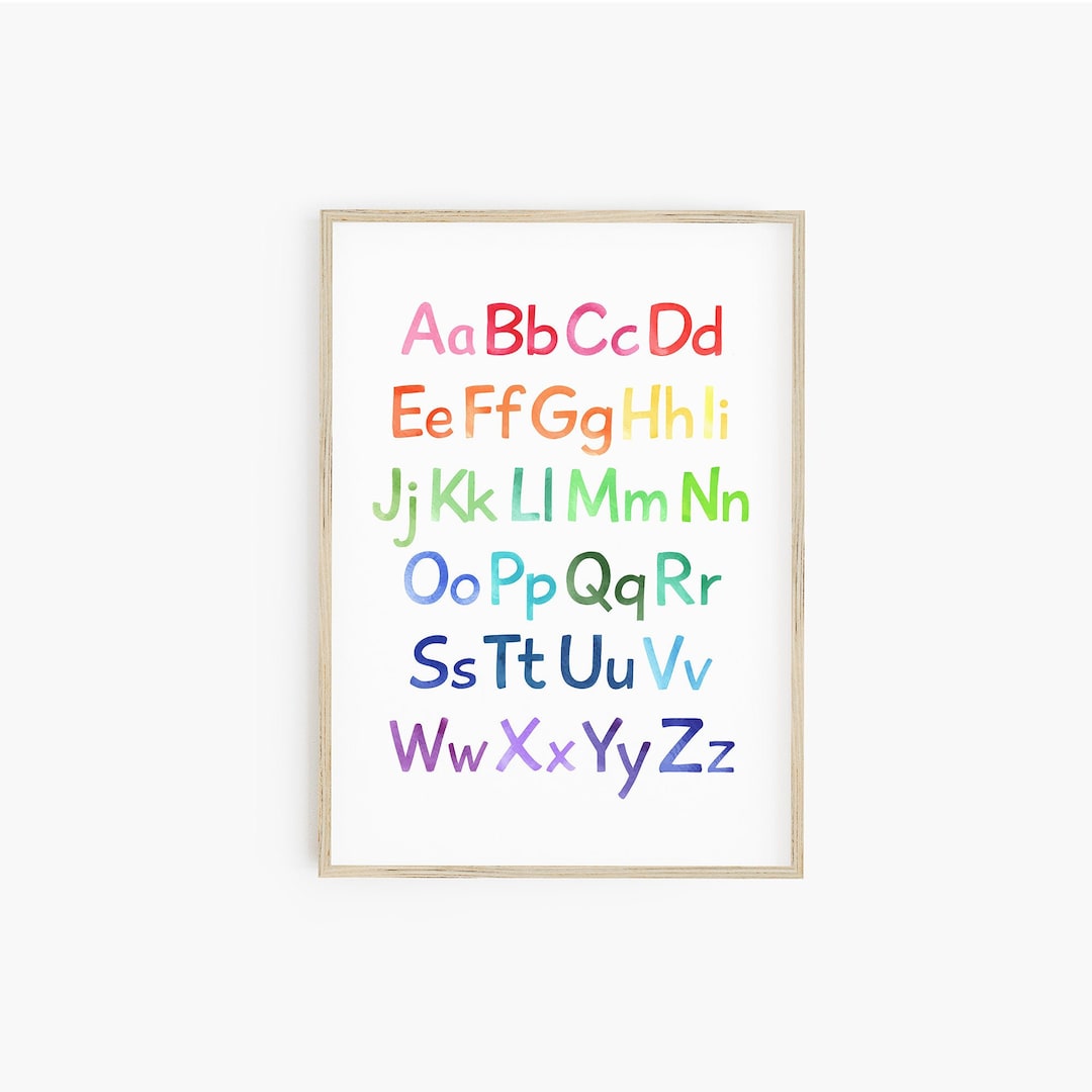 Rainbow Alphabet Poster - Instant Download, ABC Printable Wall Art ...