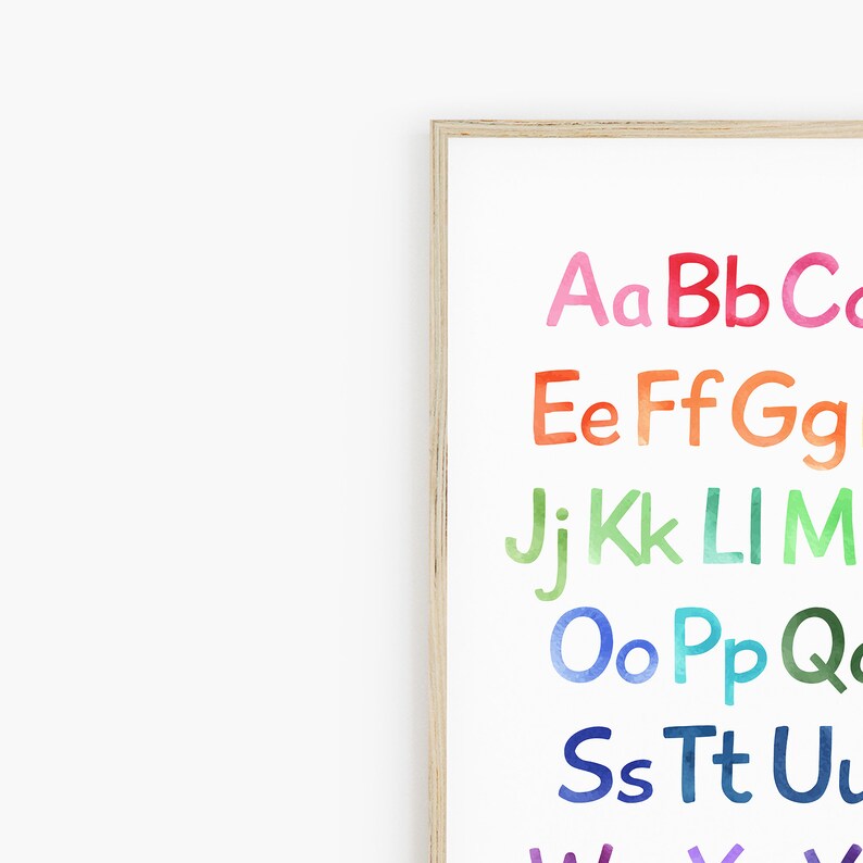 Rainbow Watercolor Alphabet Poster – Playroom ABC Wall Art (digital ...