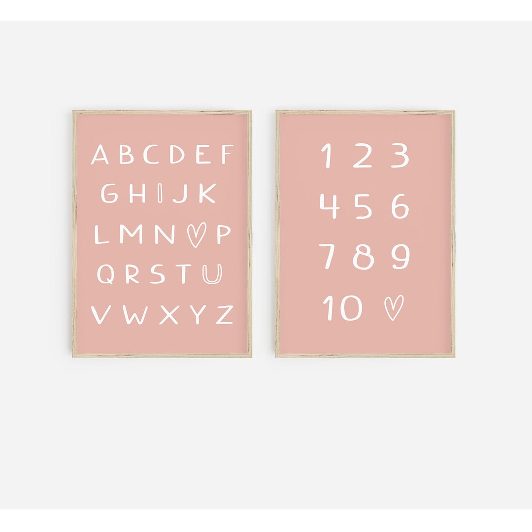Girls Alphabet and Numbers Set - Instant Download, Boho Girls Room ...
