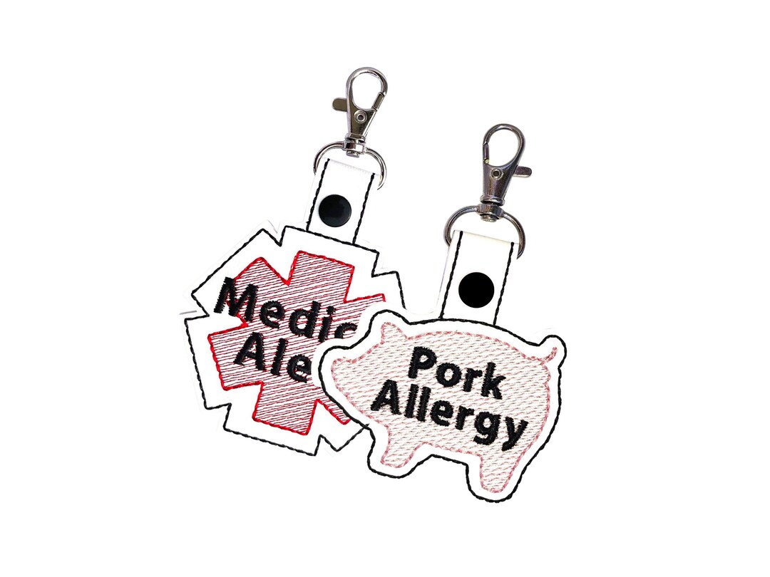 Pork Allergy Alert Bag Tag Gift Set, Embroidered Medical Tag - Etsy