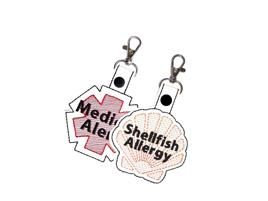 Shellfish Allergy & Medical Alert Tag Gift Set, Allergy Key Chain Gift ...