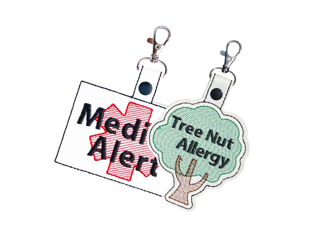 Tree Nut Allergy & Medical Alert Tag Gift Set, Allergy Key Chain Gift ...