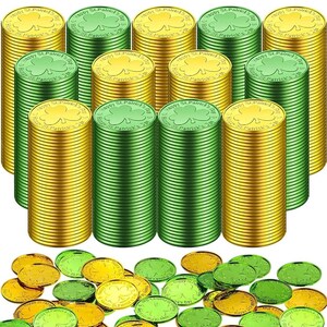 St. Patrick's Lucky Coins Plastic Shamrock Leprechaun Clover Coins for ...