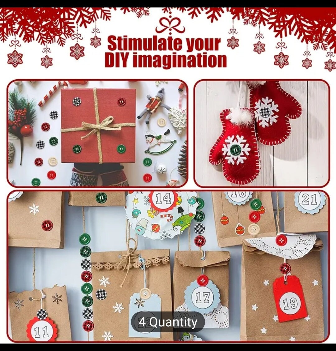 Christmas Wooden Buttons Pack of 12, - Etsy