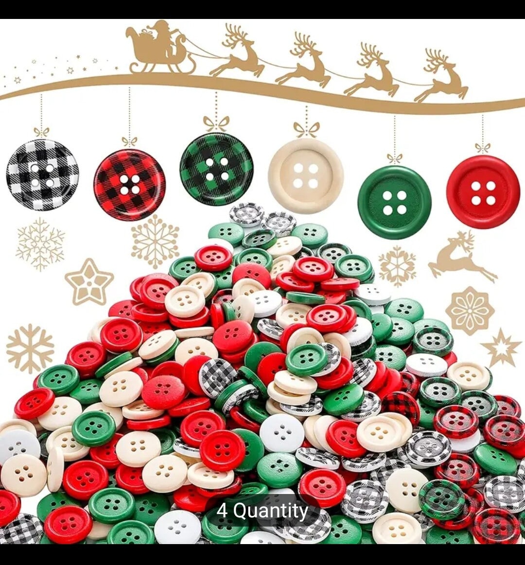 Christmas Wooden Buttons Pack of 12, - Etsy