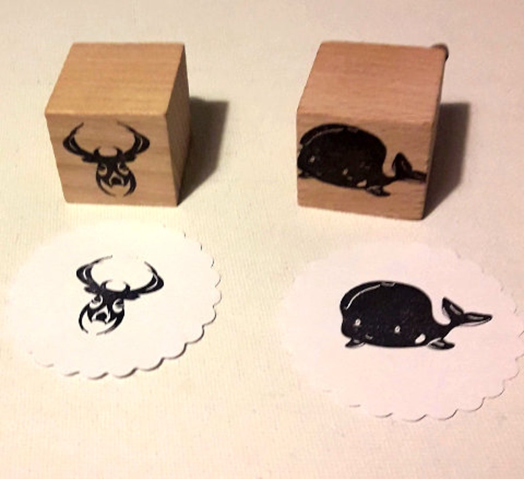 Stamp Whale and or Hirsch Cube 3 Cm - Stamp Animals - Single or Both ...