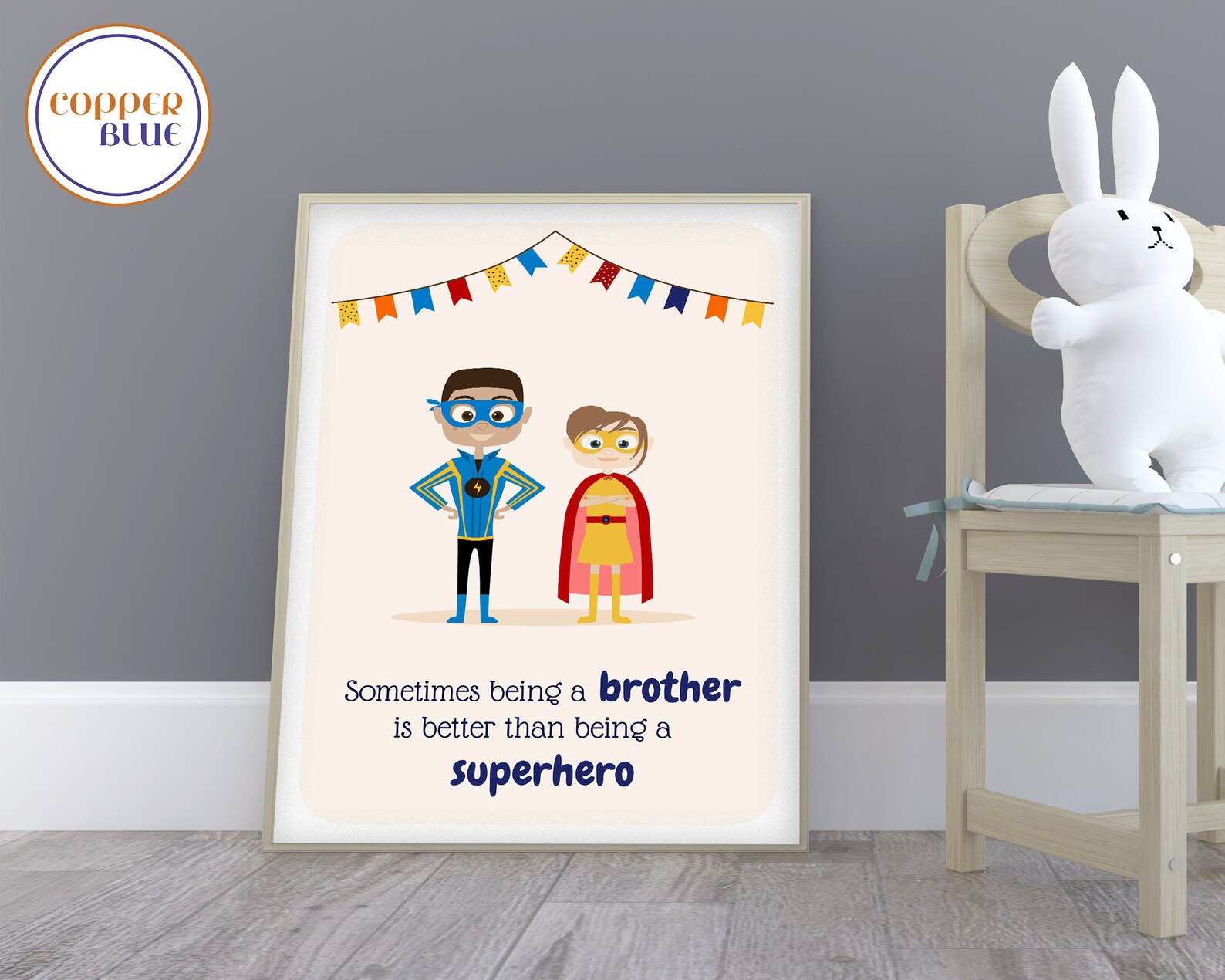 Sibling Superhero Art Print | New Brother Sister Keepsake | Better Than ...