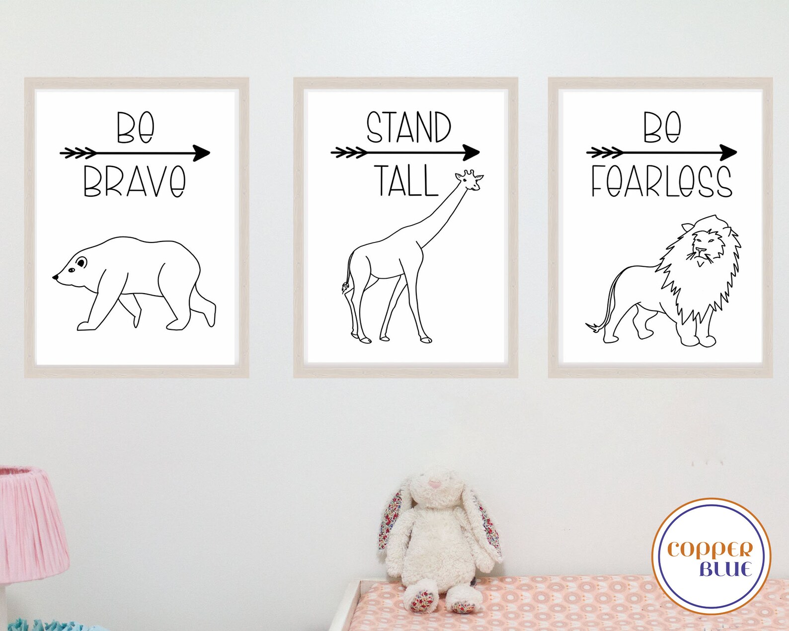 Set of 3 Be Brave, Stand Tall, Be Fearless Hand Lettered Playroom Print ...