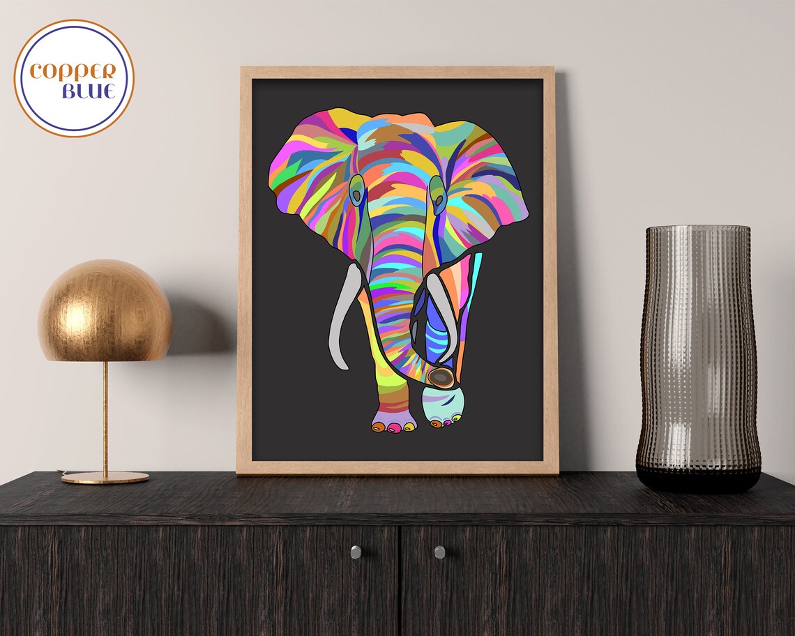 Colourful Elephant Poster Bright Animal Print - Etsy UK