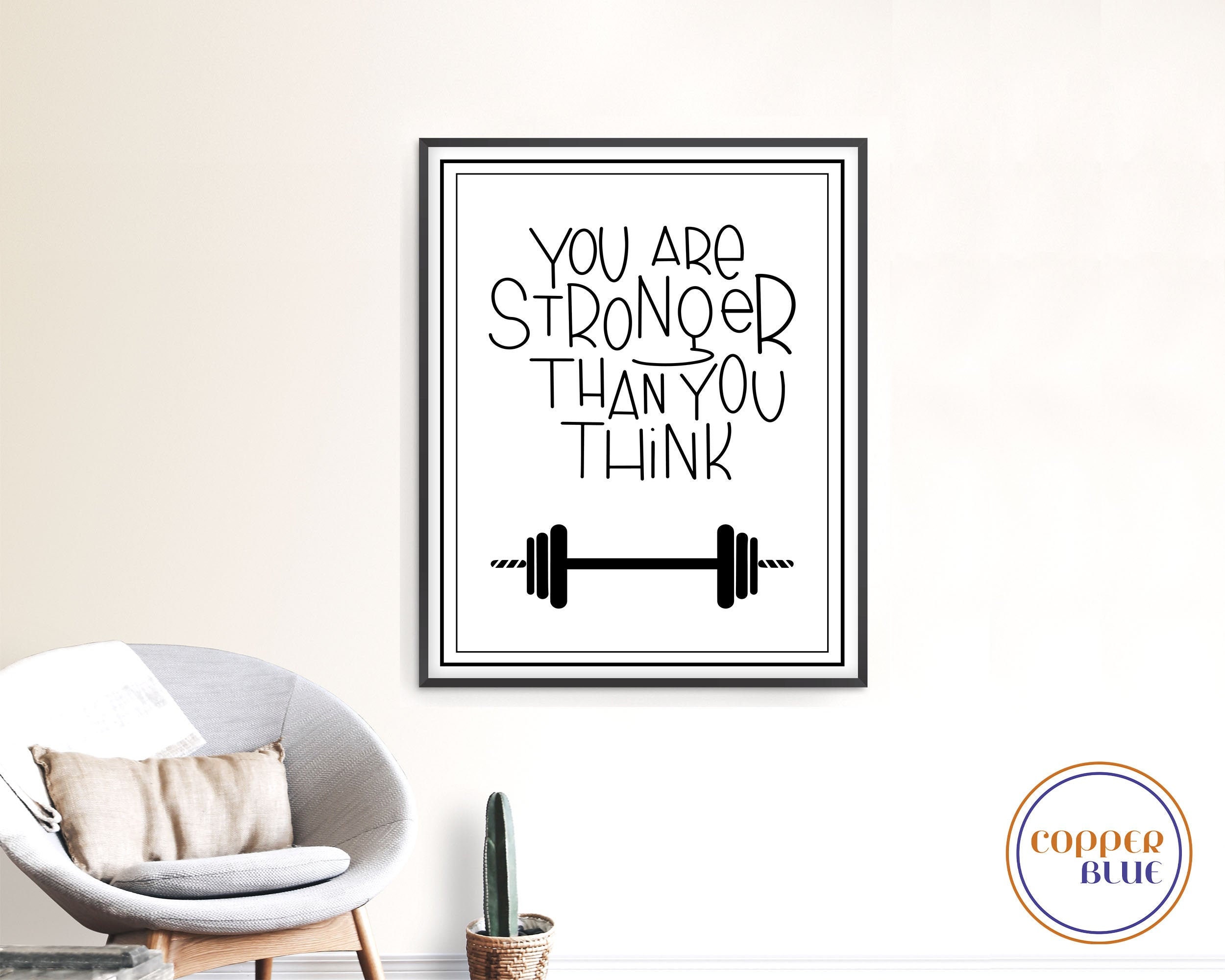 You Are Stronger Than You Think Home Gym Wall Art | Unique Hand ...