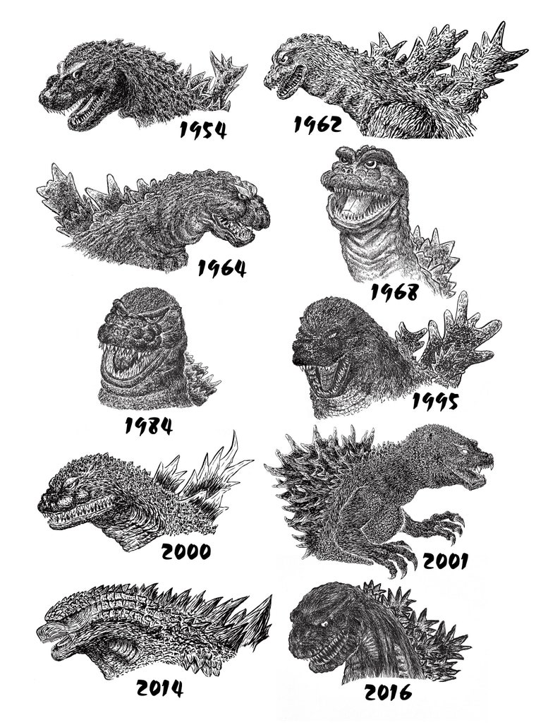 Godzilla Throughout The Ages | Etsy