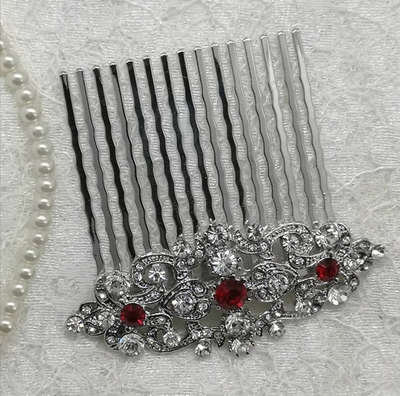 Aster Ruby Red Art Deco Vintage Style Crystal Bridal Hair Comb | Etsy