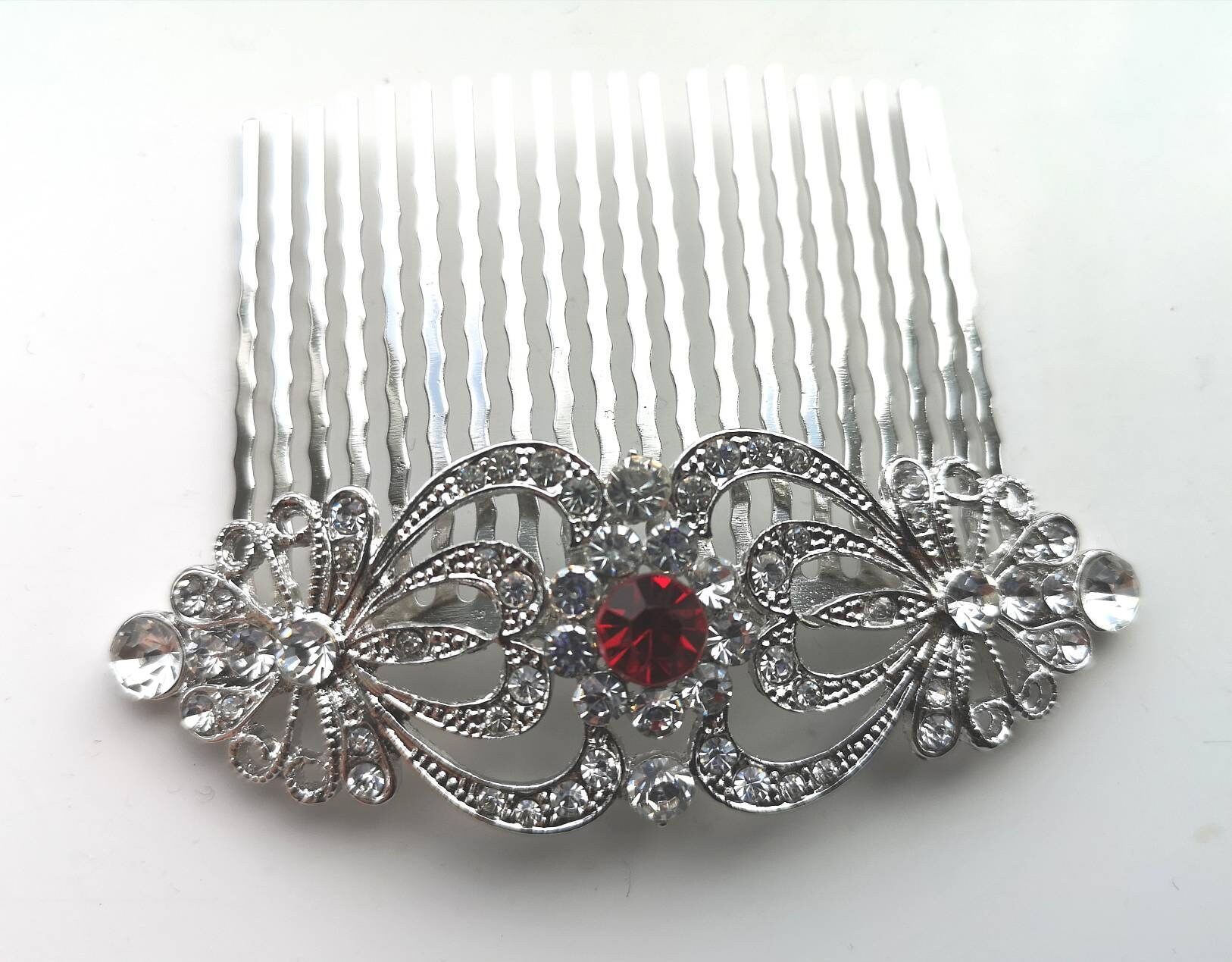 Nadine Ruby Red Art Deco Vintage Style Crystal Bridal Hair | Etsy