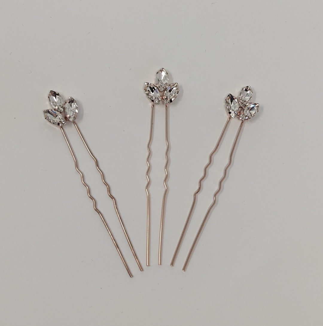 Set of 3 Art Deco Vintage Style Crystal Hair Pins - Etsy