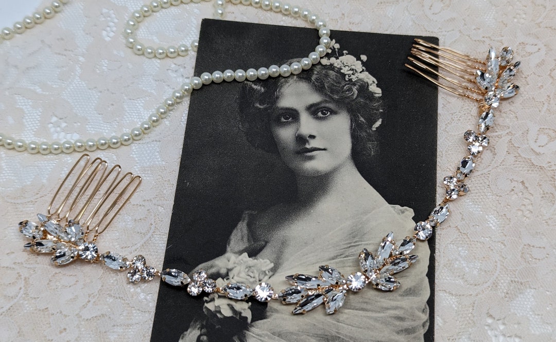 Emma Vintage Style Crystal Gold Bridal Hair Vine - Etsy