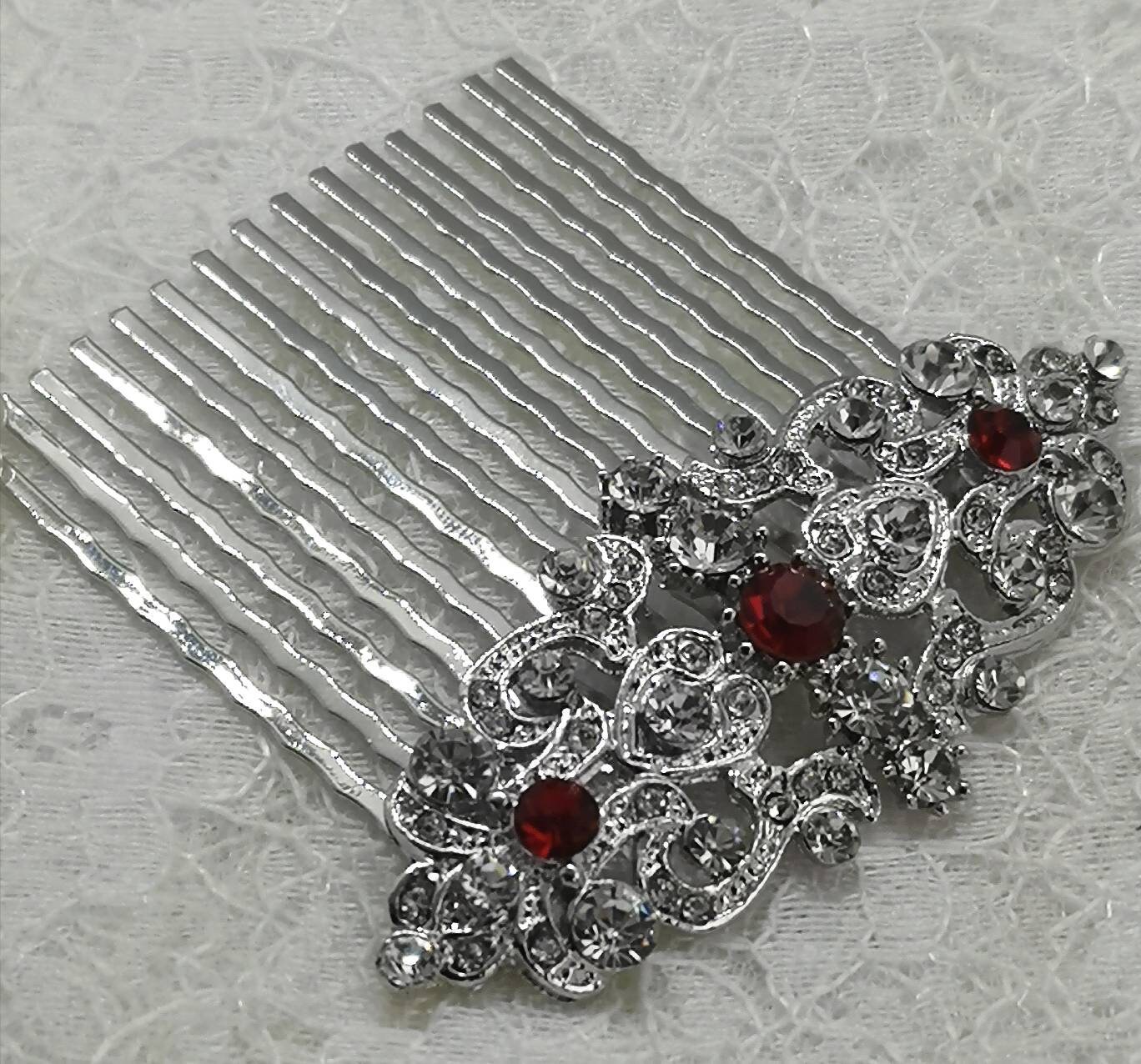 Aster Ruby Red Art Deco Vintage Style Crystal Bridal Hair Comb | Etsy