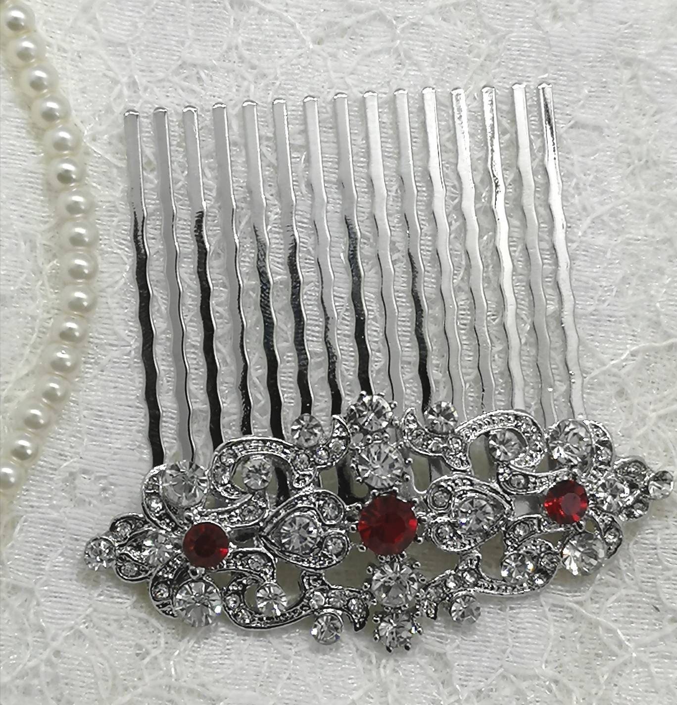Aster Ruby Red Art Deco Vintage Style Crystal Bridal Hair Comb | Etsy