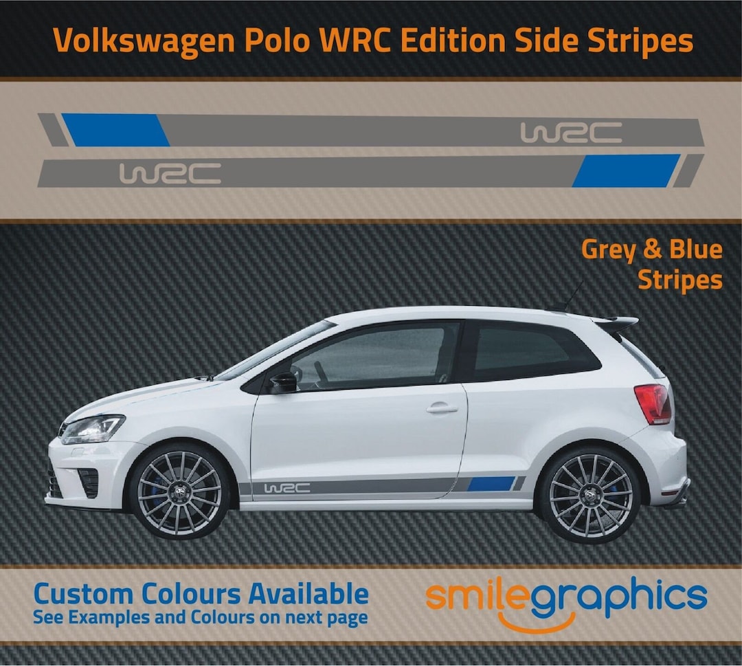 VW Polo WRC Edition Stripe Kit Stickers Decals Grey Blue - Other ...
