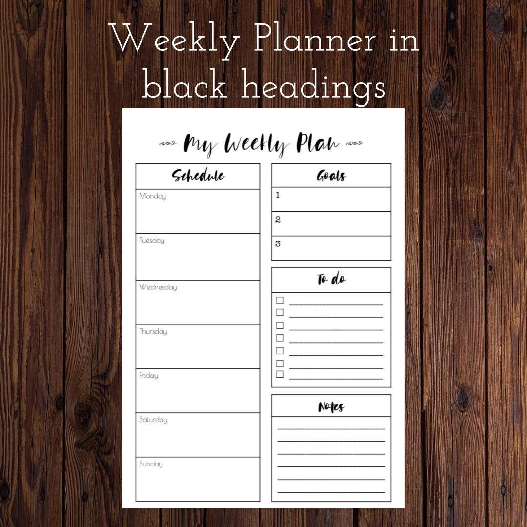 Weekly Planner Printable Planner Inserts to Do List Goals Notes A4 & A5 ...