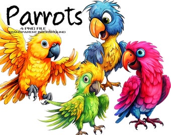 Watercolor Jungle Animal Clipart, Instant Download, Tropical Clipart ...