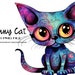 Cat Clipart, Funny Animal PNG, Watercolor Digital Whimsical Art File ...