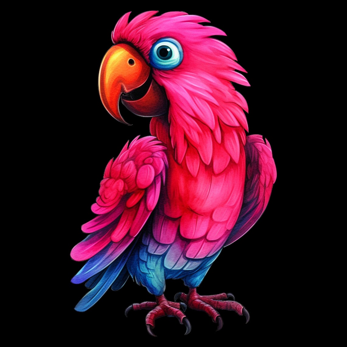 Colorful Parrot Clipart Set of 4 Tropical Bird Illustrations Instant ...