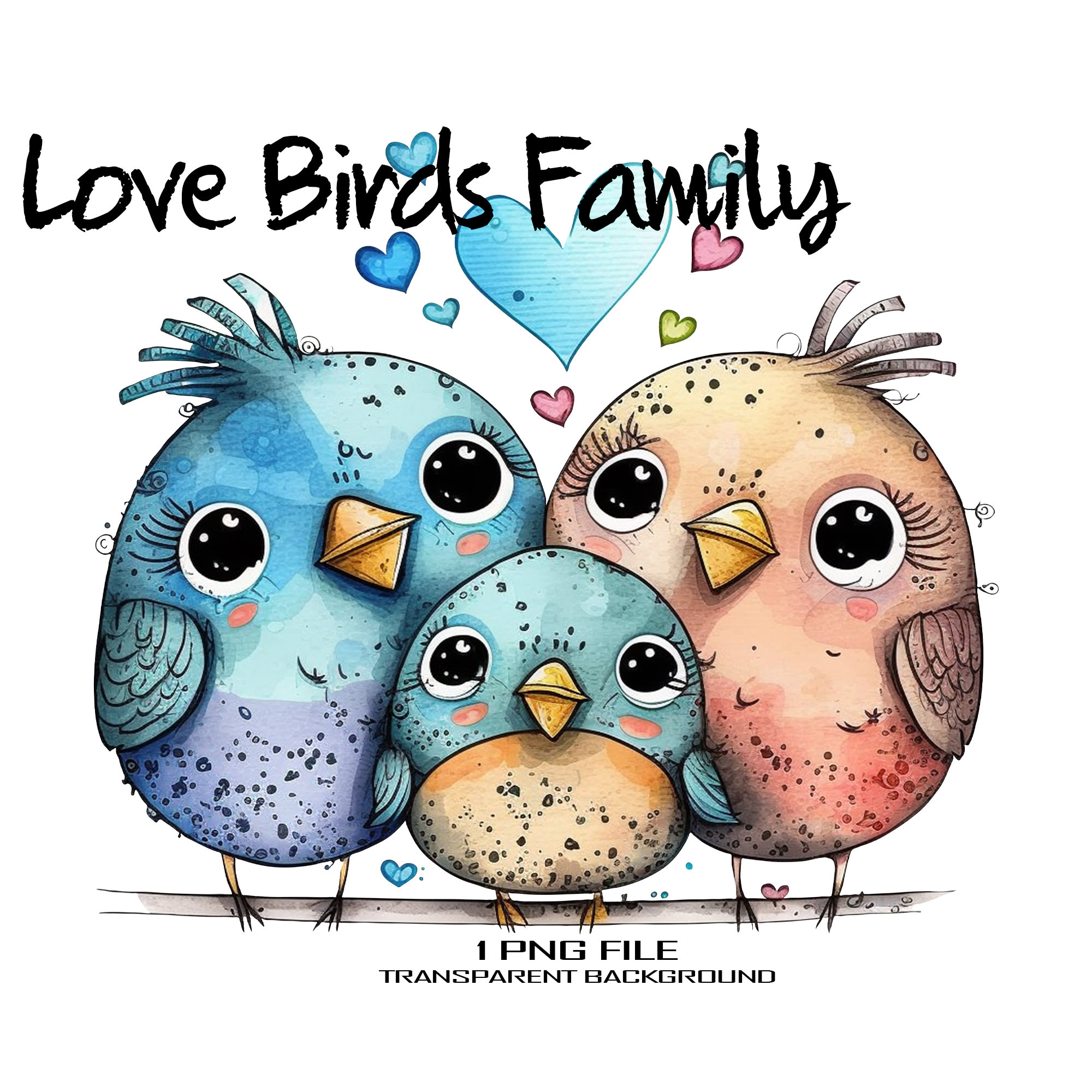Teal Love Birds Clipart