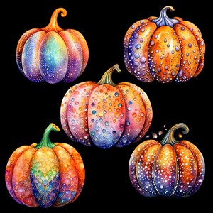Colorful Watercolor Pumpkins Clipart Set of 5 Images - Etsy