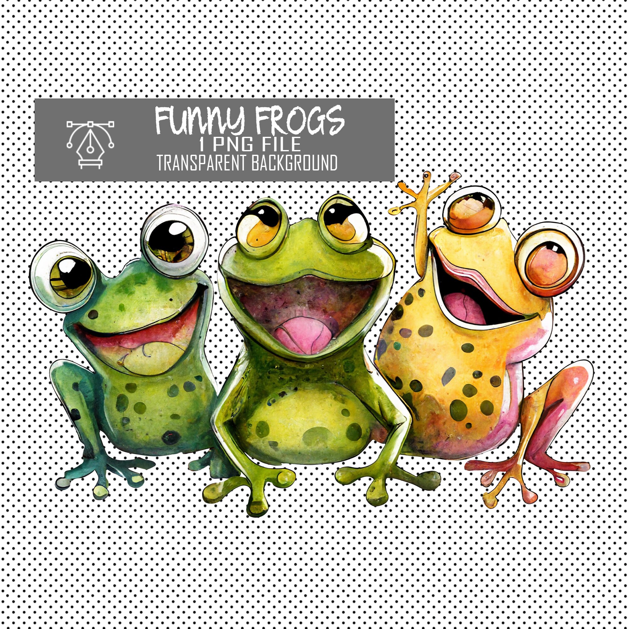 Funny Animal Png. Frog Clipart Digital File for Sublimation ...