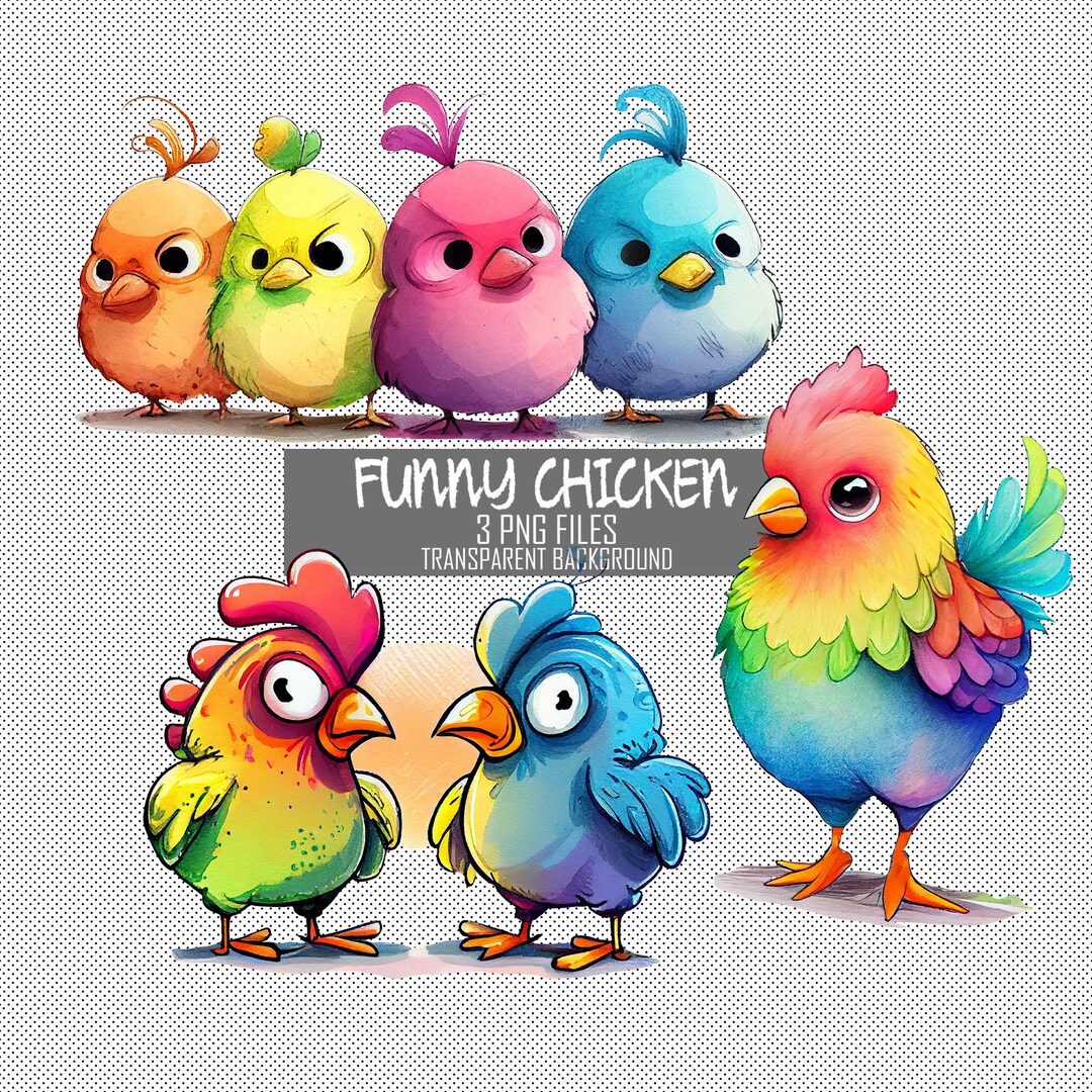 Png Chicken Files for Sublimation, Colorful Easter Design Clipart Set ...