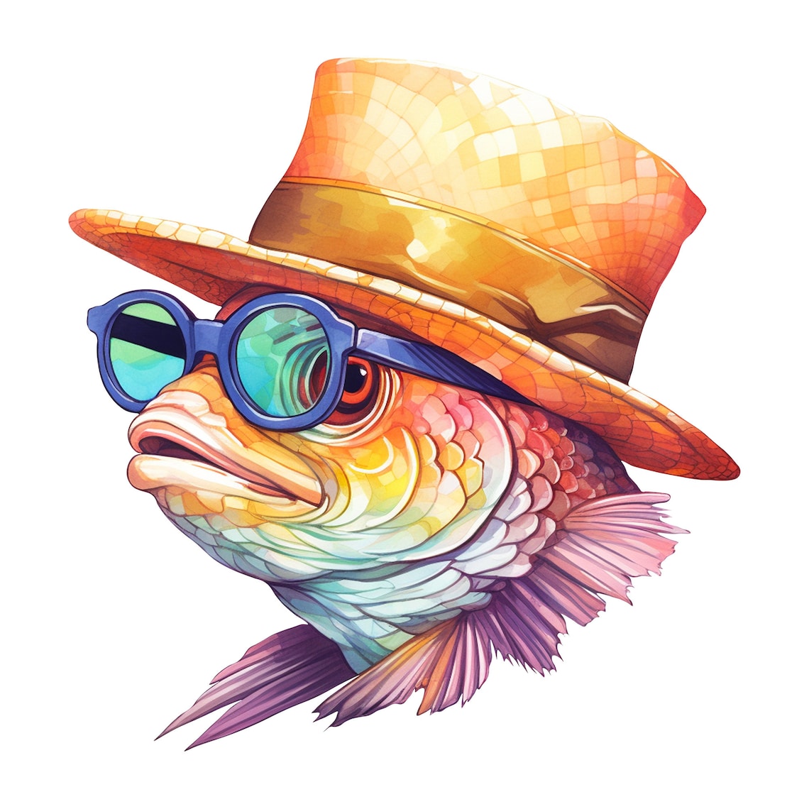 Funny Fish PNG Clipart Set of 4 - Etsy