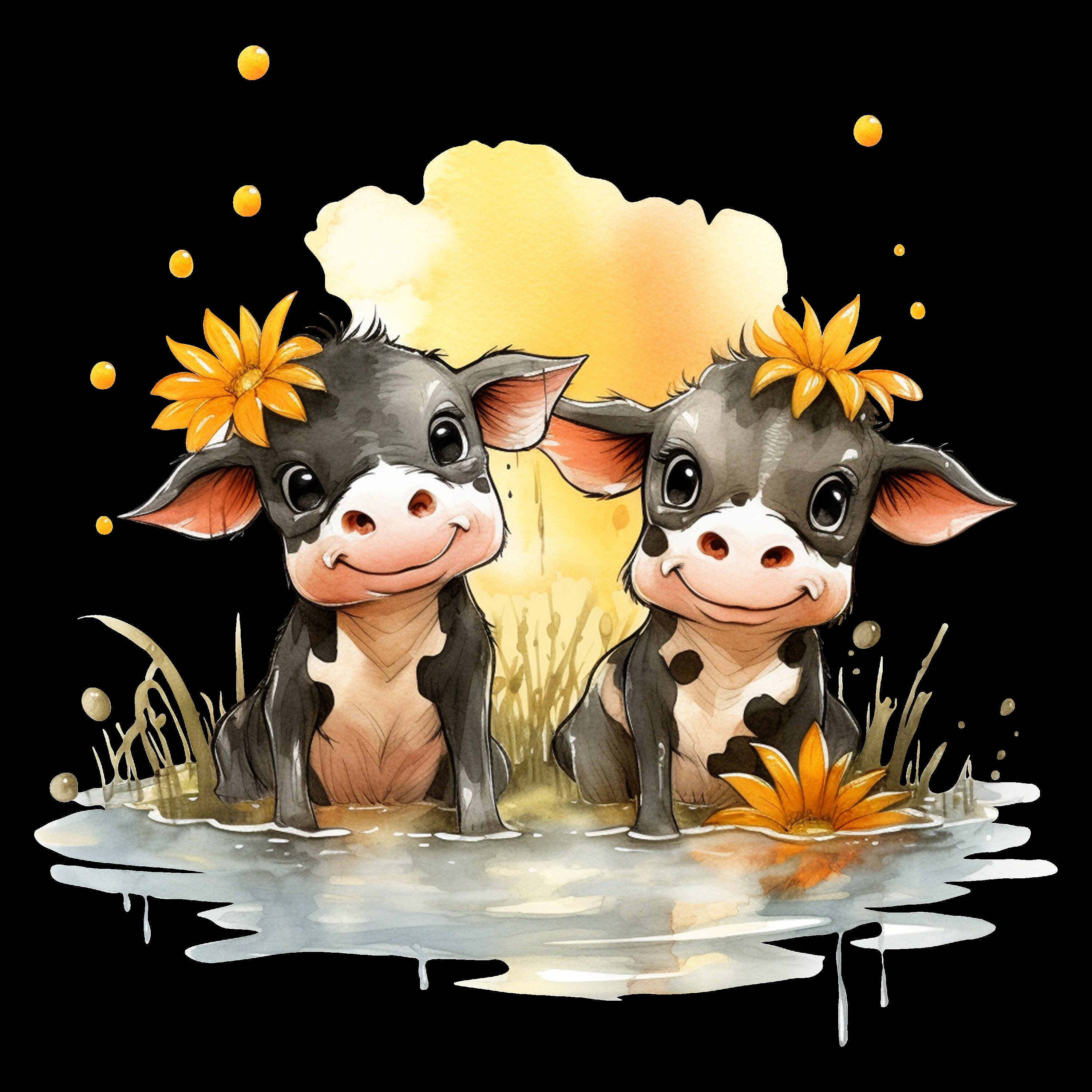 Animal Clipart Set of 4 Summer Time in a Farm Sheep, Little Cow, and ...